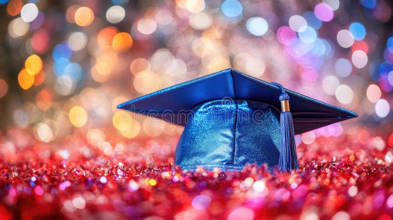 Blue Graduation Cap Colorful Bokeh Background Stock Photos - Free ...