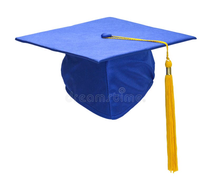 Blue Graduation Hat with Diploma Stock Image - Image of studio, degree ...