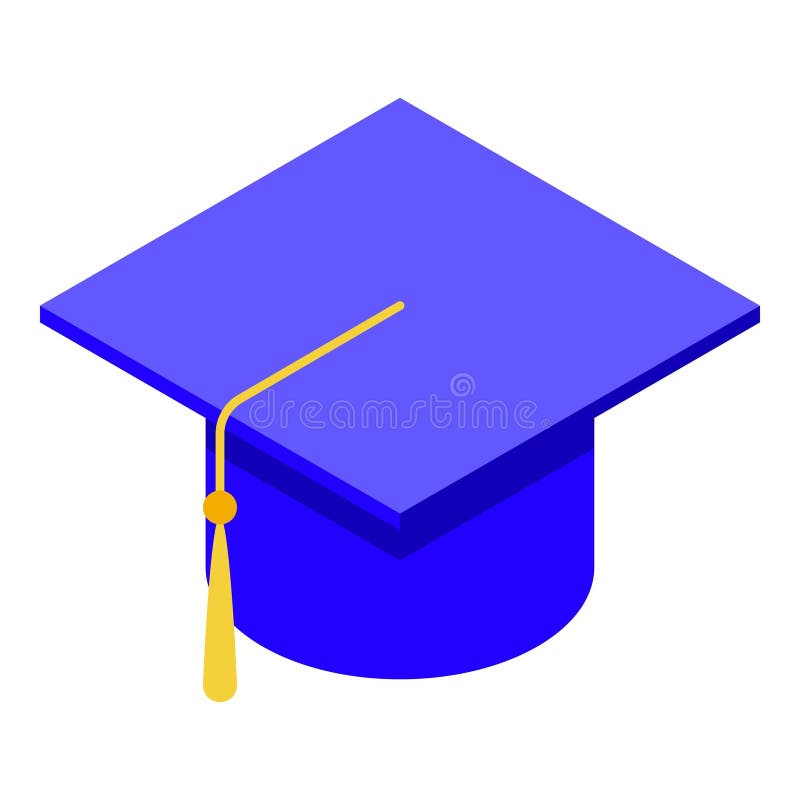 Blue Graduation Hat Icon Isometric Vector. Diploma Cap Stock Vector ...