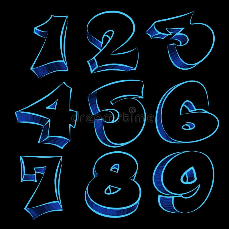 Blue Graffiti figures stock illustration. Illustration of wall - 61567904