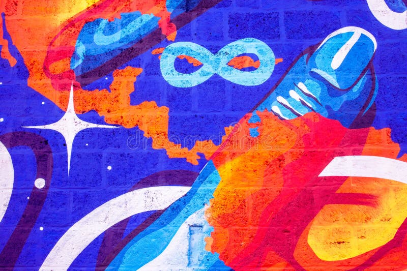 Blue Graffiti Finger Detail on the Wall Stock Illustration ...