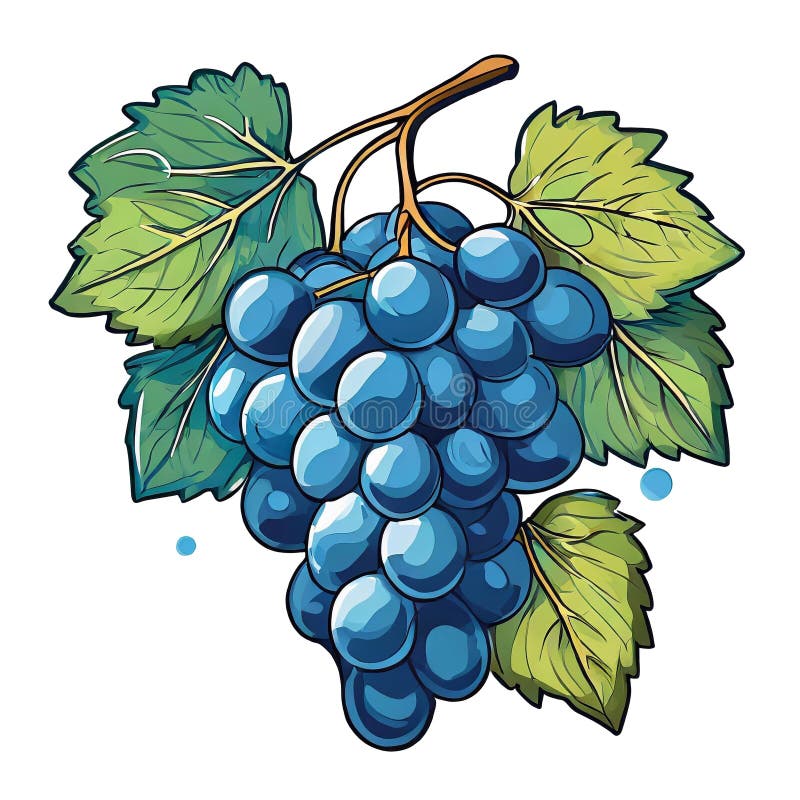 Blue Grapes, Illustration of Grapes on a White Background Stock Image ...