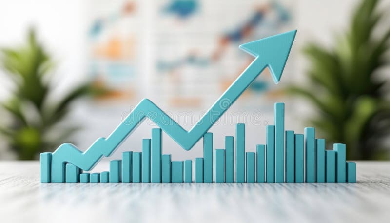 Blue Graph Bar Increasing Showing Growth on Desk Stock Image - Image of ...