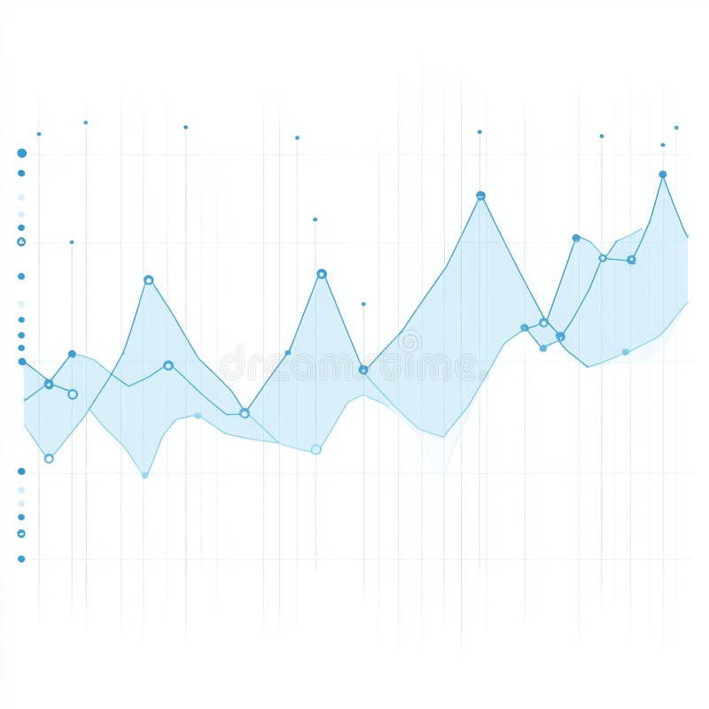 Blue Graph Chart Depicting Rising Data Trends with Points and Lines on ...