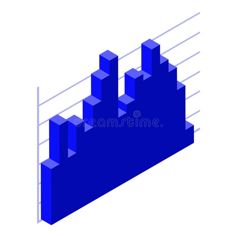 Blue Graph Column Icon, Isometric Style Stock Vector - Illustration of ...