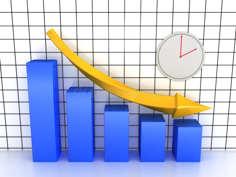 Blue Graph with a Clock â„–1 Stock Illustration - Illustration of ...