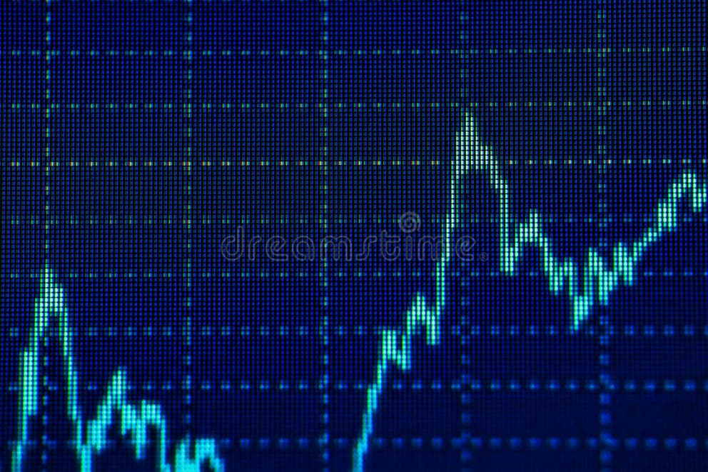 Blue Graph Display Showing Fluctuating Financial Data Trends on Digital ...