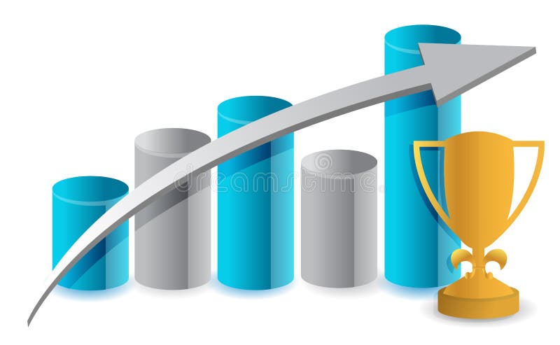 Blue Graph and Trophy Illustration Design Stock Vector - Illustration ...