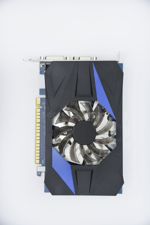 Blue Graphics Card with One Fan on a White Background. Accessories for ...