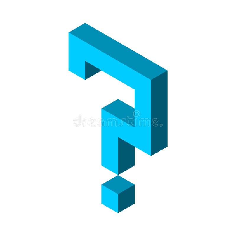 Blue 3D Question Mark. Isometric Shape Made of Cubes. Geometric ...