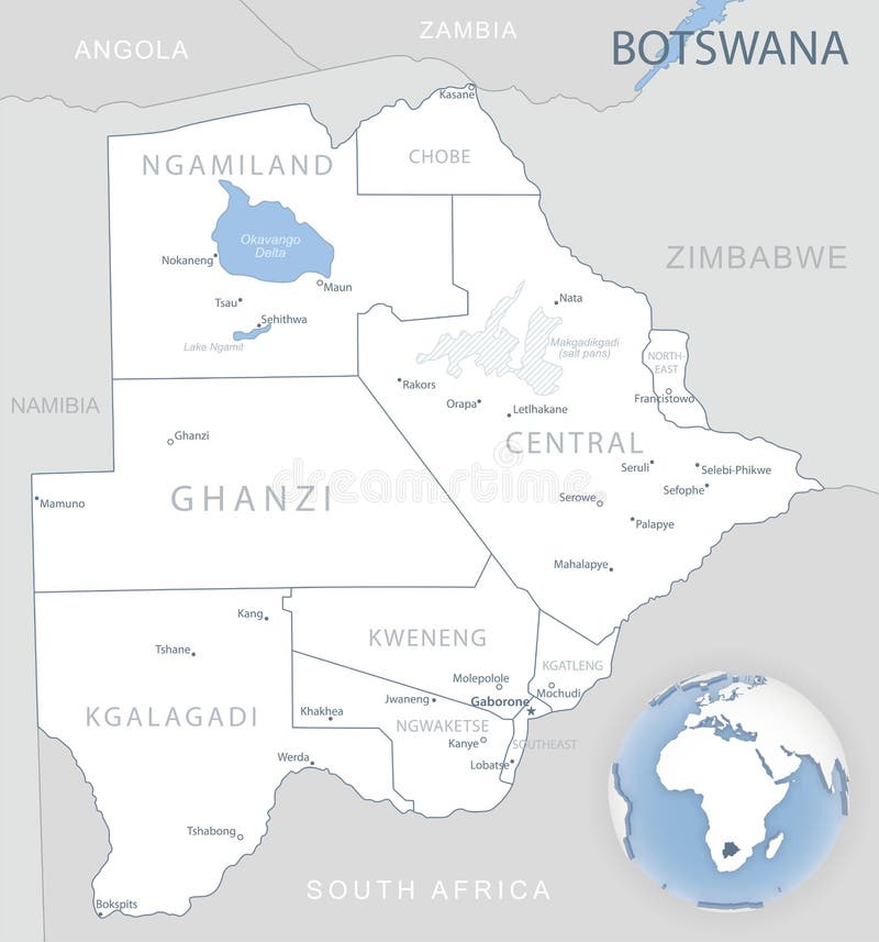 Namibia Detailed Map and Flag. Namibia on World Map Stock Vector ...