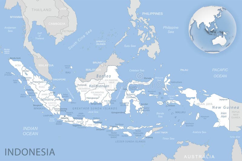 Blue Indonesia Map Ice with Dark and Light Effect Vector on Light ...