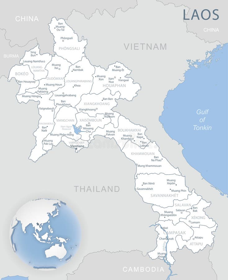 Laos Administrative and Political Vector Map Stock Vector ... Laos Administrative and Political Vector Map Stock Vector ...