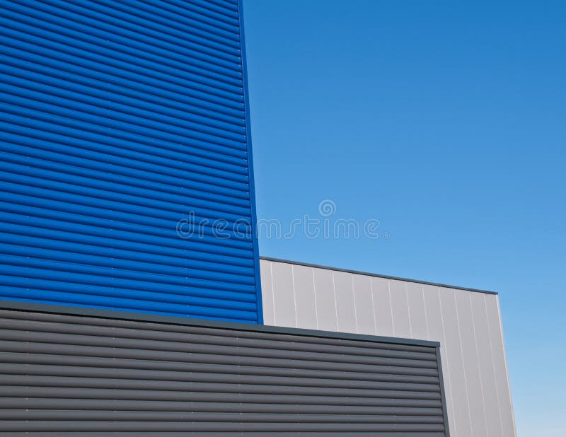 Blue and gray facade stock image. Image of industrial - 12013523