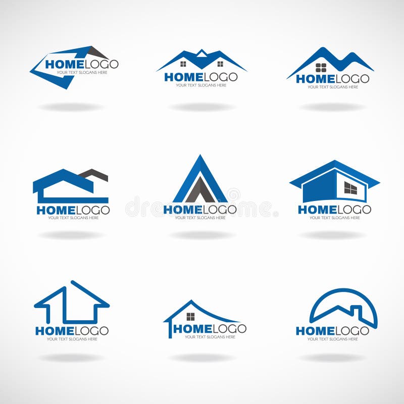 Blue and Gray Home Logo Set Vector Design Stock Vector - Illustration ...