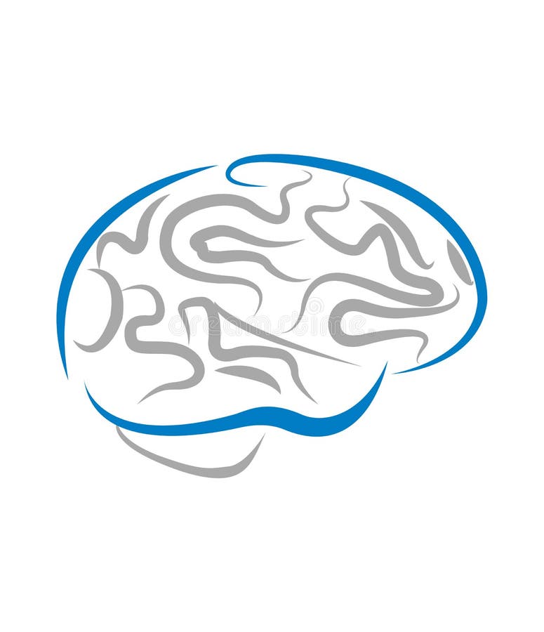 Blue and Gray, Modern Looking Brain Logo Stock Vector - Illustration of ...