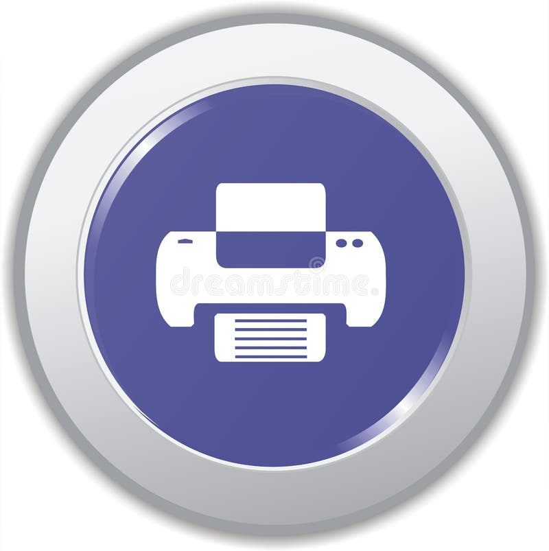 Blue Round Button with a Printer on it Stock Vector - Illustration of ...
