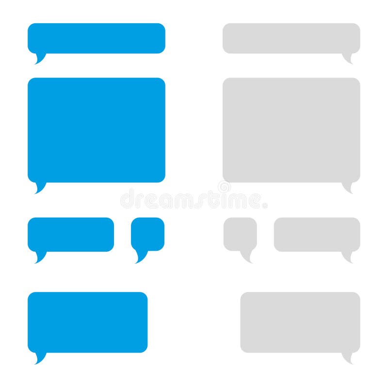 Blue and Gray Speech Bubbles on White Background. Vector Illustration ...