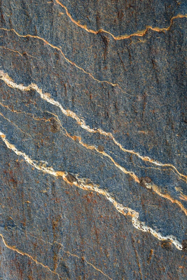 Blue Gray Stone with White and Orange Lines of Pattern and Texture As a ...