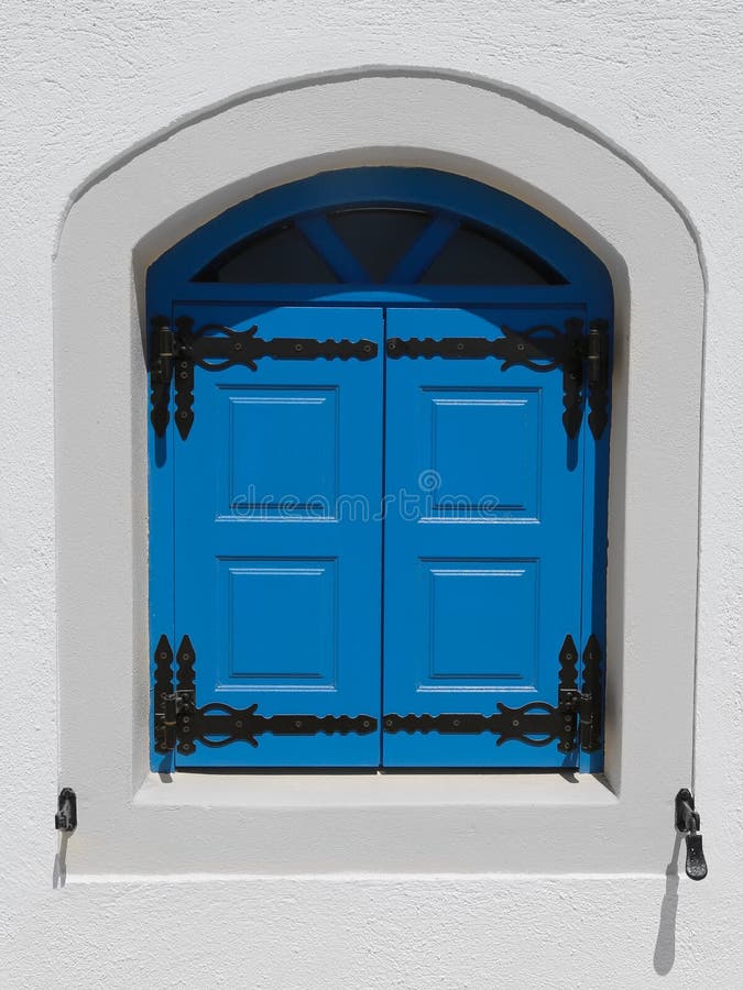Blue Greek Doors and Windows Stock Image - Image of europe, detail ...