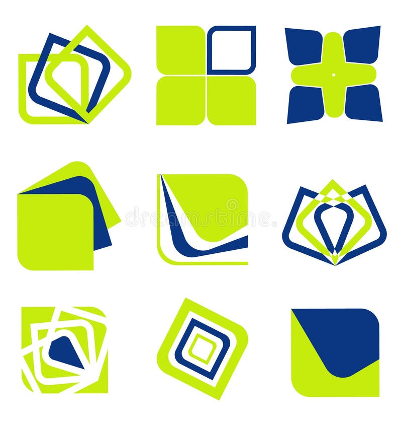 Blue Green Abstract Business Icon Collection Stock Vector ...