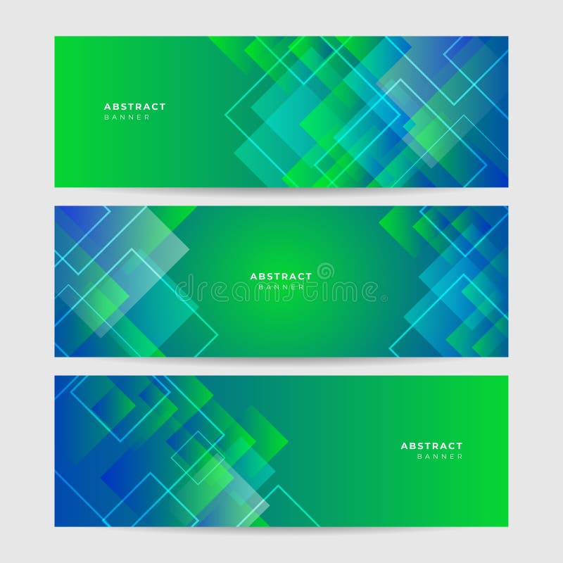 Blue Green Abstract Vector Business Long Banner Template. Horizontal ...