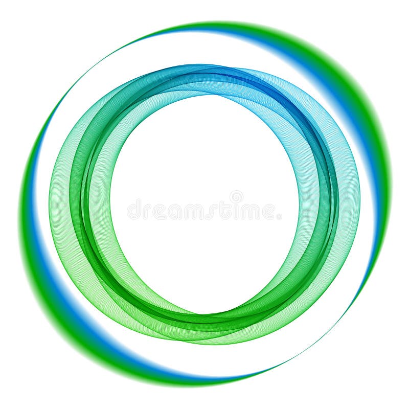 Blue-green Circle Frame. Abstract Flow of Transparent Waves in the ...