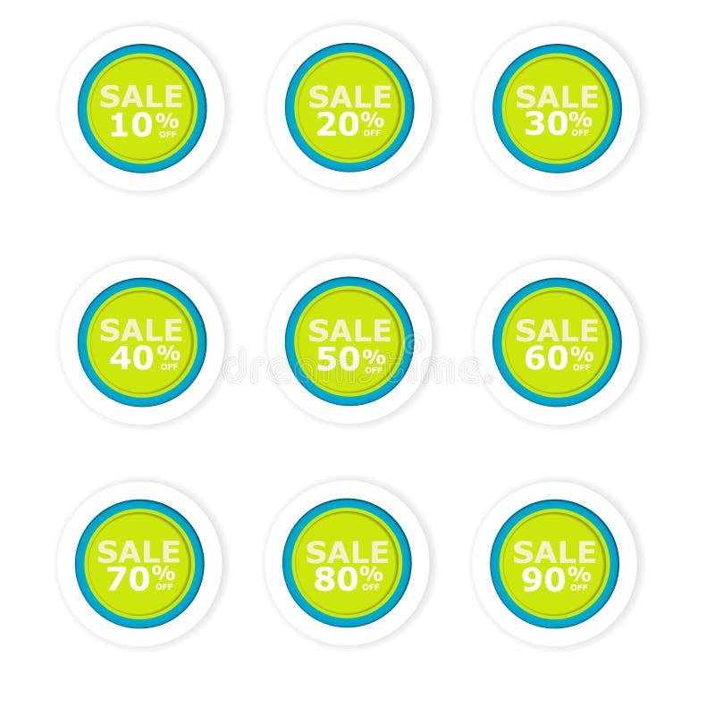 Blue and Green Circular Discount Paper Labels Stock Vector ...