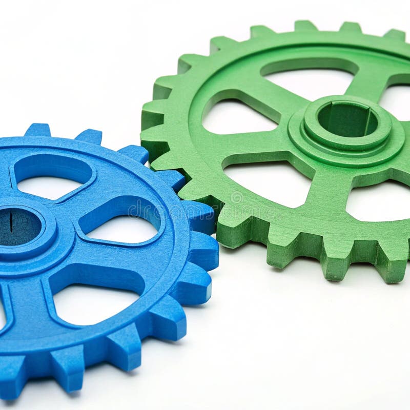 Blue and Green Cog Isolated on White Background Stock Illustration ...