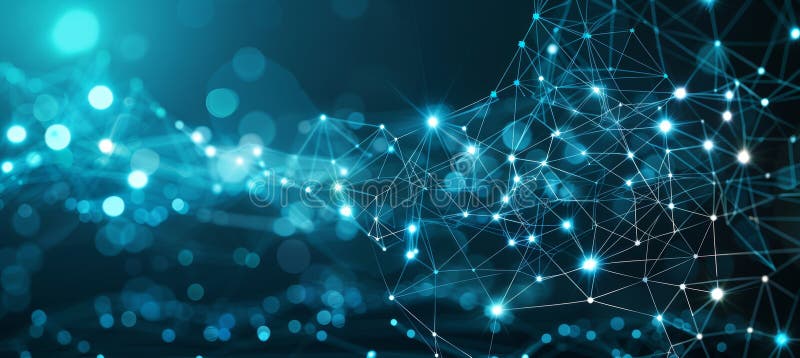 Blue and Green Cyber Nano Background with Ai, Big Data, Internet ...