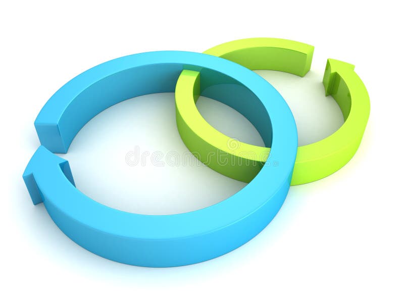 Blue and Green Cycled Process Arrows on White Stock Illustration ...