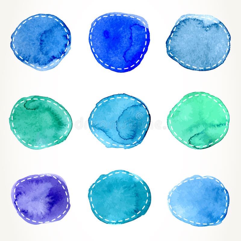 Blue and Green Dashed Watercolor Circles Stock Vector - Illustration of ...