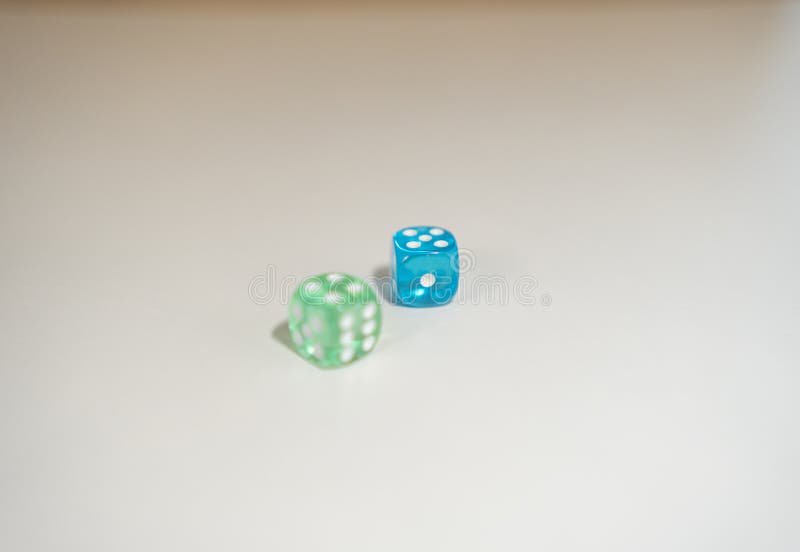 Blue and Green Dice only One in Focus Stock Photo - Image of vegas ...