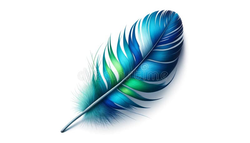 Blue and Green Feather Isolated on White Background, Feather, Nature ...