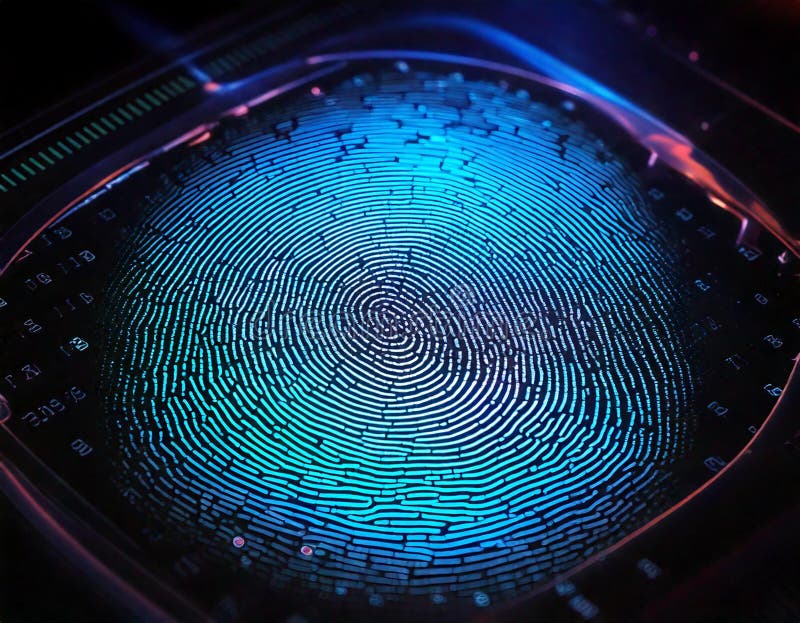 A Blue and Green Fingerprint is Shown on a Computer Screen Stock Image ...