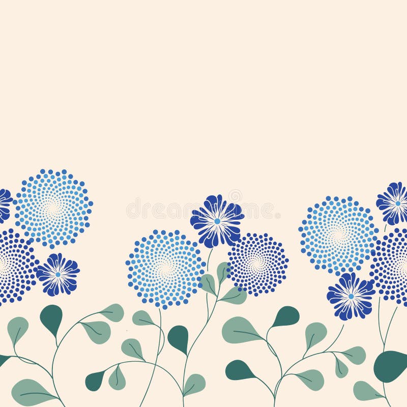 Blue and Green Floral Border Repeat Pattern Stock Vector - Illustration ...