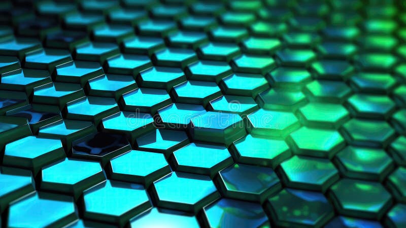 Blue Green Gen Dnc Endering Honeycomb Technology Background. Generative ...