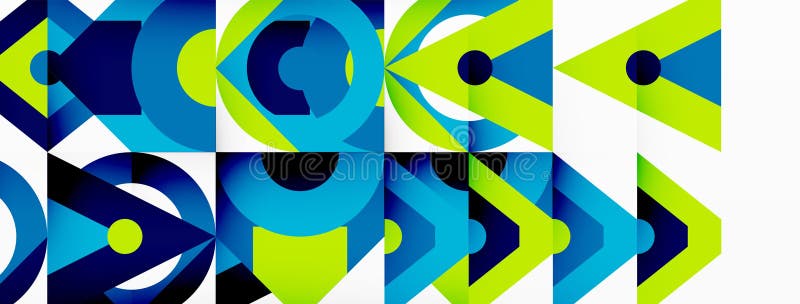 Blue and Green Geometric Pattern with Arrows in Opposite Directions ...