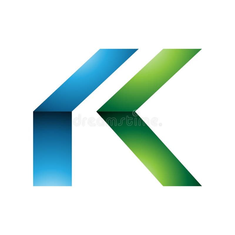 Blue and Green Glossy Folded Letter K Icon Stock Vector - Illustration ...