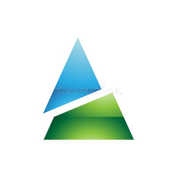 Blue and Green Glossy Split Triangle Shaped Letter a Icon Stock Vector ...