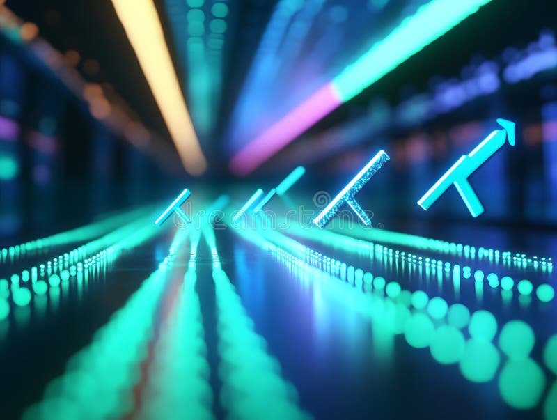 Blue and Green Glowing Arrows Pointing Forward, Suggesting Future ...