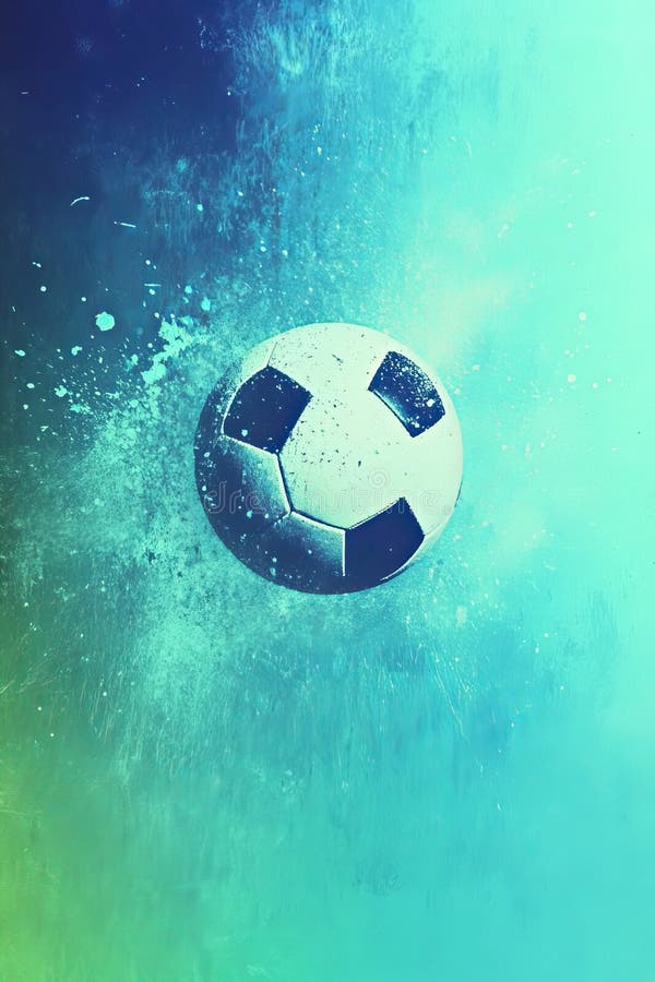 Blue and Green Gradient Background with a Football in Motion for ...