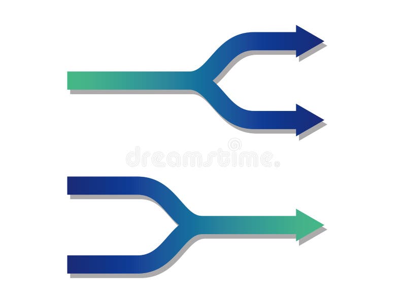 Blue and Green Gradient Bifurcated Arrows and Joining Arrows Stock ...