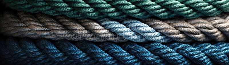 Blue Green Gray Close Up Very Detailed Pattern of Ropes Panoramic ...