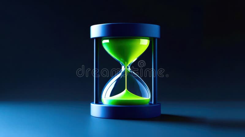 A Blue and Green Hourglass with a Green Sand Timer Stock Image - Image ...