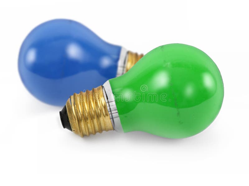 Blue green light bulbs stock image. Image of coloured - 4870921