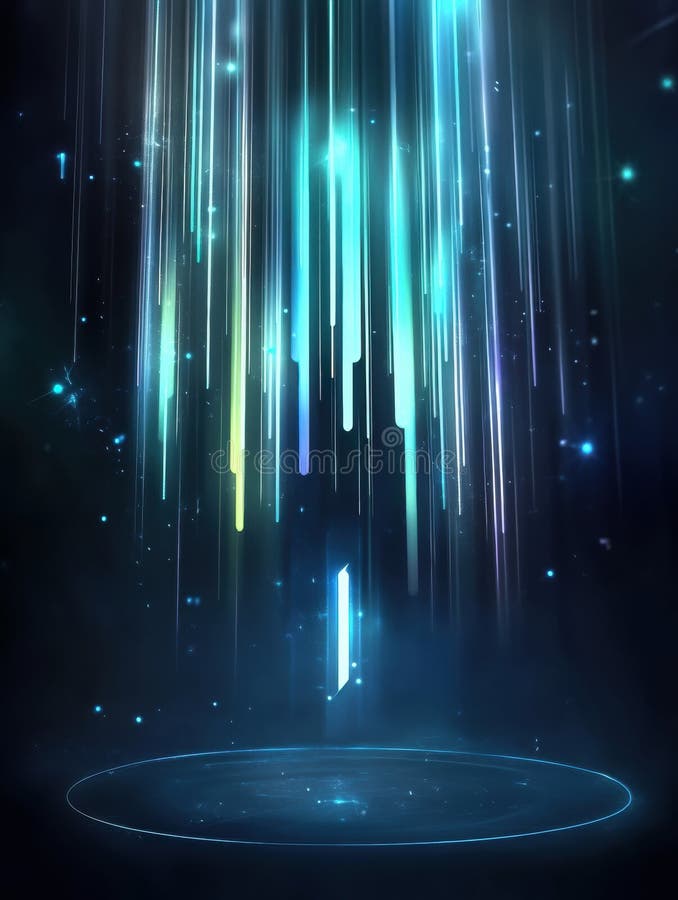 Blue and Green Light Show with a Circle at the Bottom Stock ...