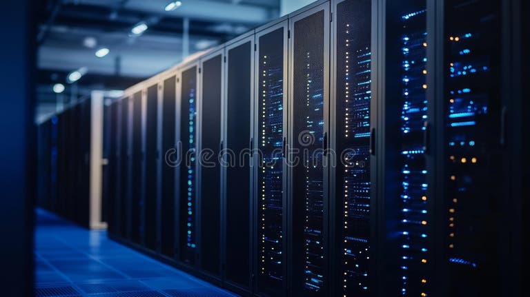 Blue and Green Lights Flash on the Working Data Center Servers Stock ...