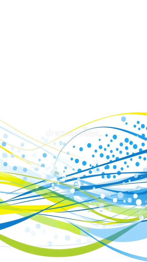 Blue and Green Lines Creating a Dynamic and Bubbly Abstract Design on a ...