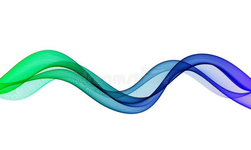 Blue-green Lines of Transparent Wave on a White Background, Design ...